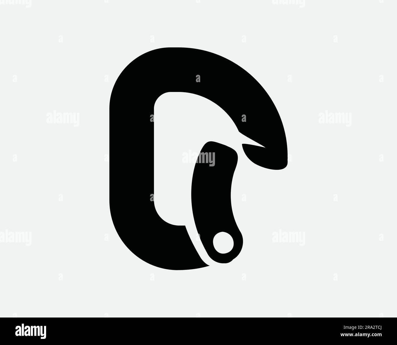 Carabiner Icon Rock Climb Climbing Safety Equipment Tool Hook High Rope Lock Clasp Hiking Black