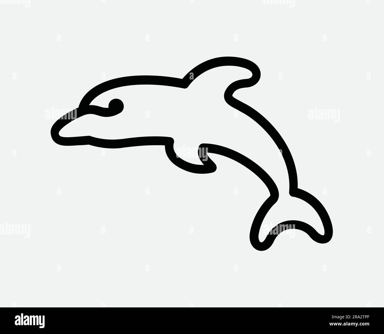 Dolphin Line Icon Animal Whale Outline Mammal Fish Jump Marine Aquatic ...