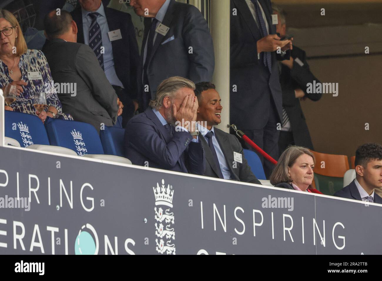 Jermaine Jenas and celeb chef Marcus Wareing watch the game during the ...