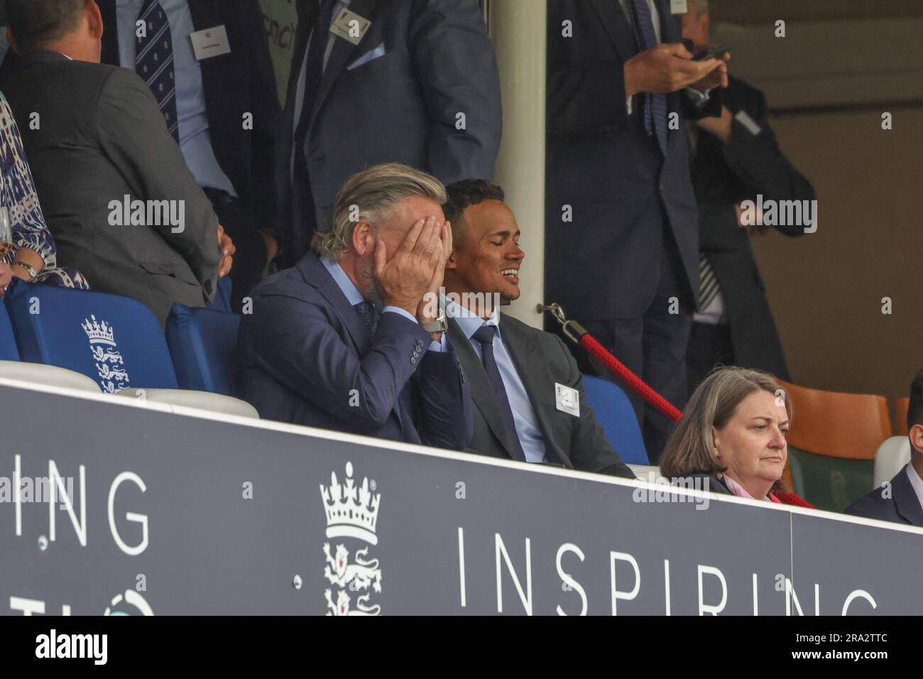 Jermaine Jenas and celeb chef Marcus Wareing watch the game during the ...