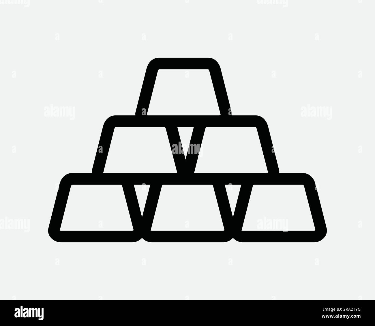 Gold Bar Line Icon. Finance Money Wealth Treasure Business Bank Banking ...