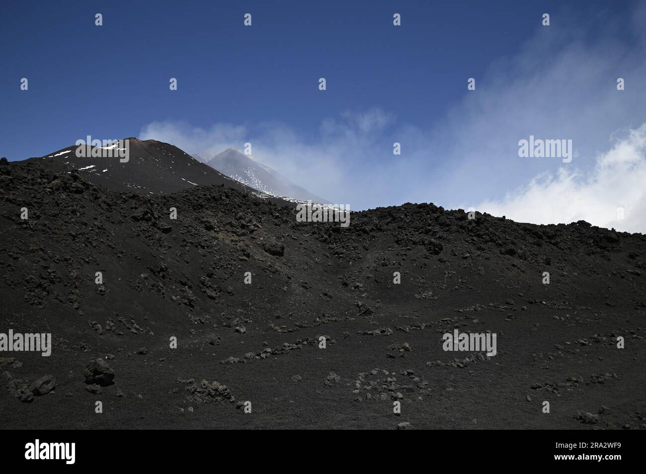 Natural volcanic landscape with scenic view of Bocca Nuova and the Cratere Centrale on Mount ...
