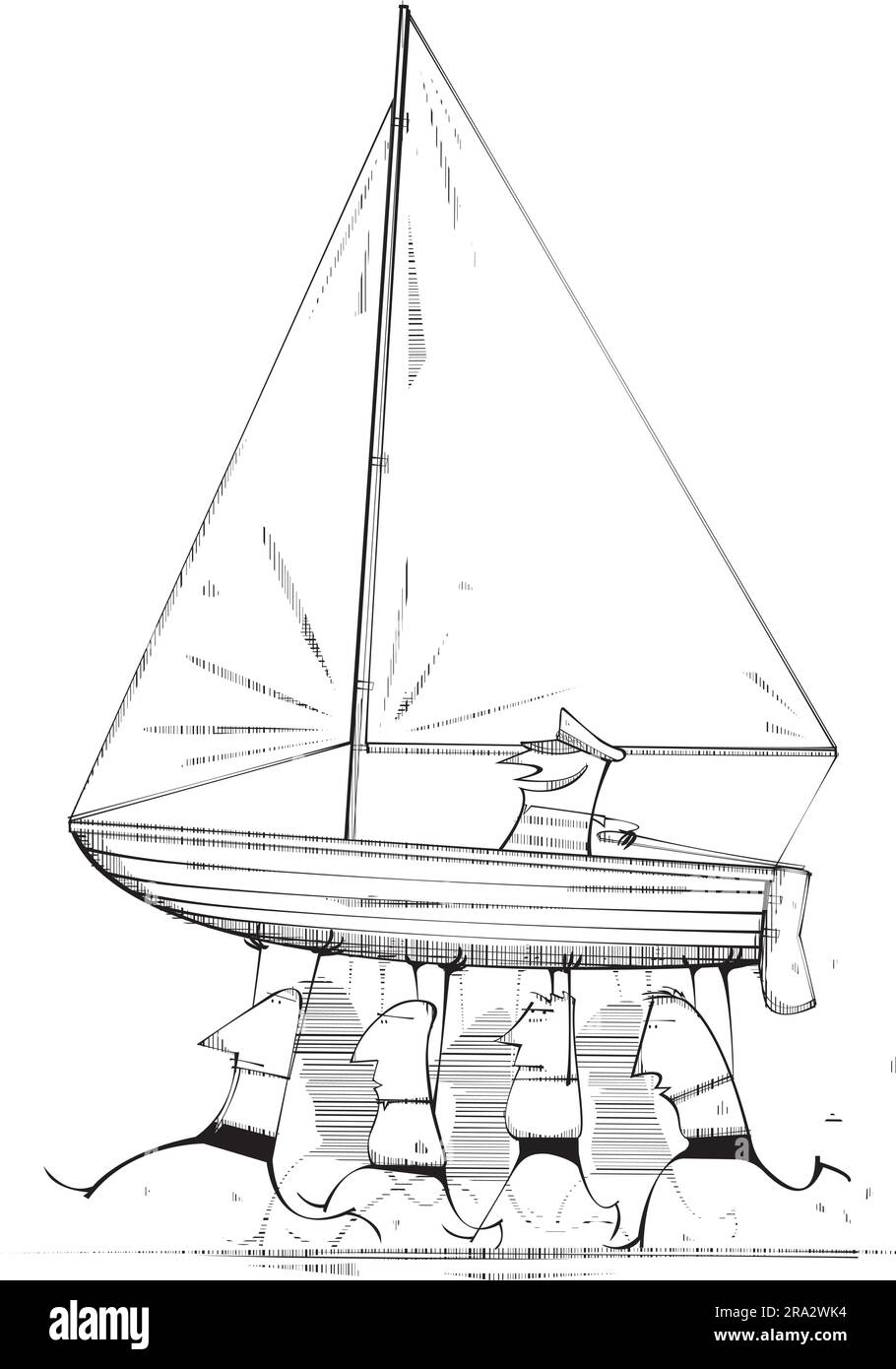 American sailing yacht boat Black and White Stock Photos & Images - Alamy