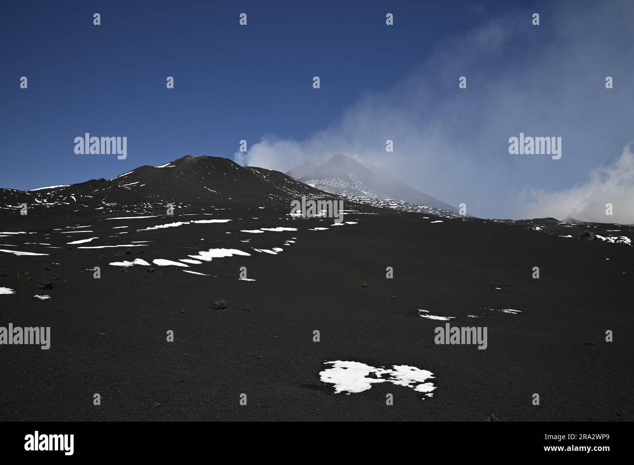 Natural volcanic landscape with scenic view of Bocca Nuova and the Cratere Centrale on Mount ...