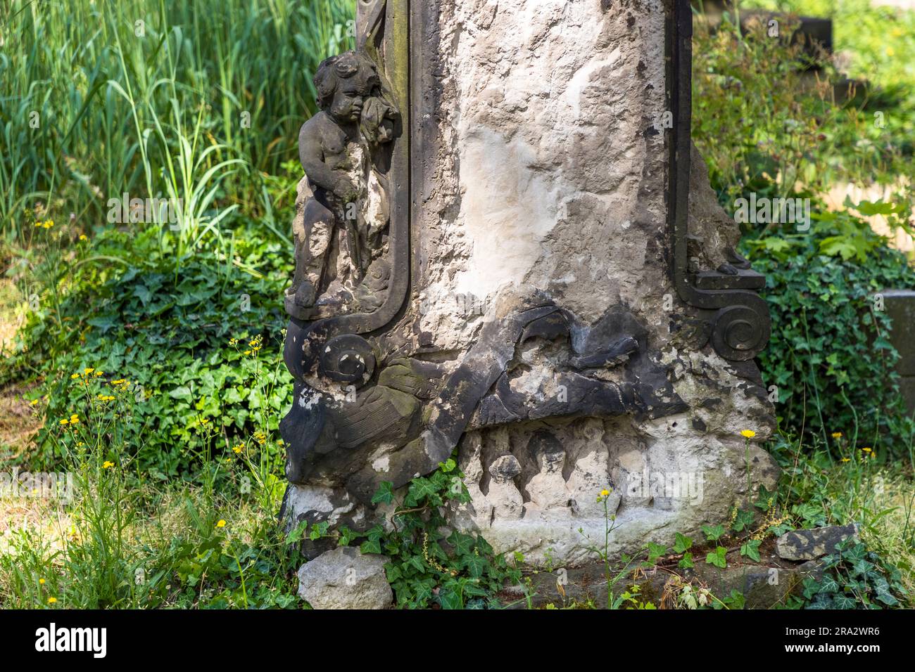 Detail of a grave at the Elias cemetery in Dresden with a mourning ...