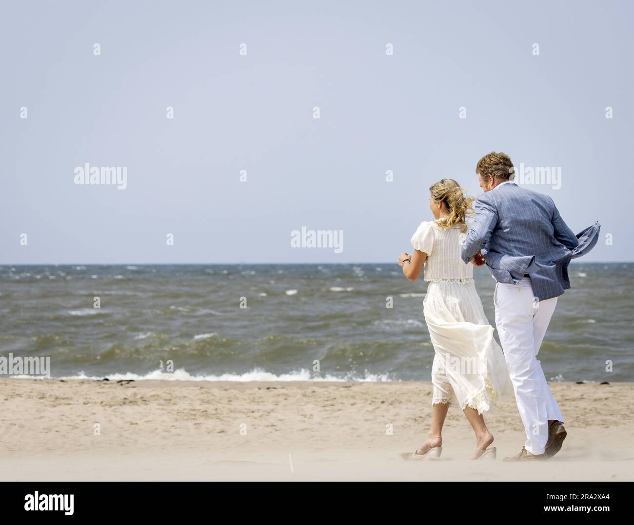 THE HAGUE - Queen Maxima and King Willem-Alexander on the Zuiderstrand ...