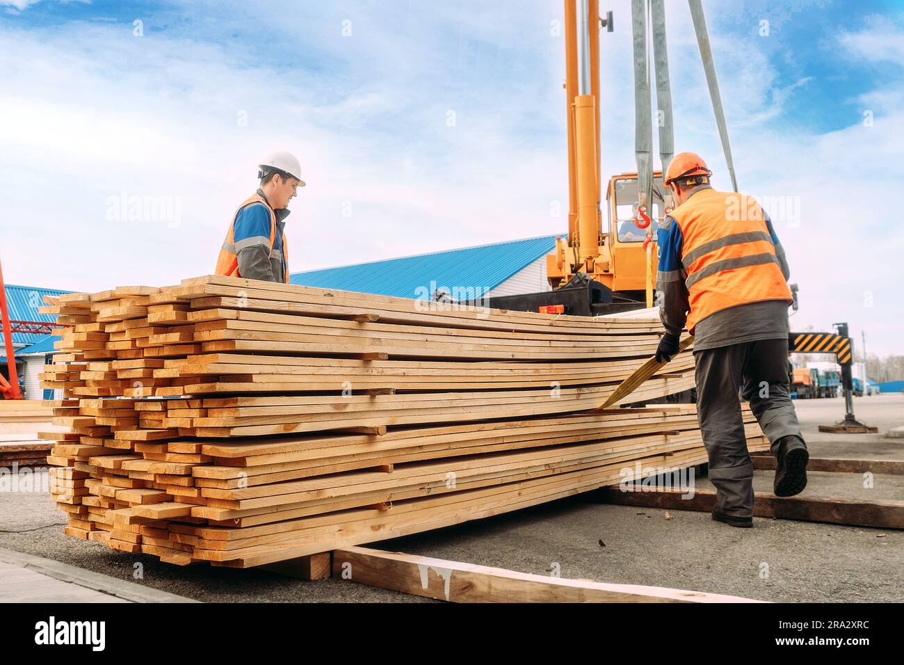 Forklift truck timber wood lumber planks sawmill wood hi-res stock ...