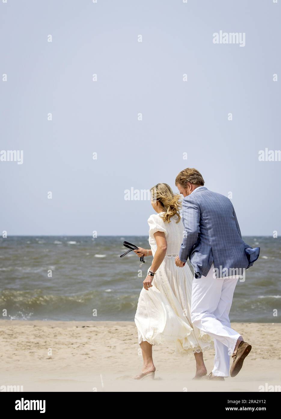 THE HAGUE - Queen Maxima and King Willem-Alexander on the Zuiderstrand ...