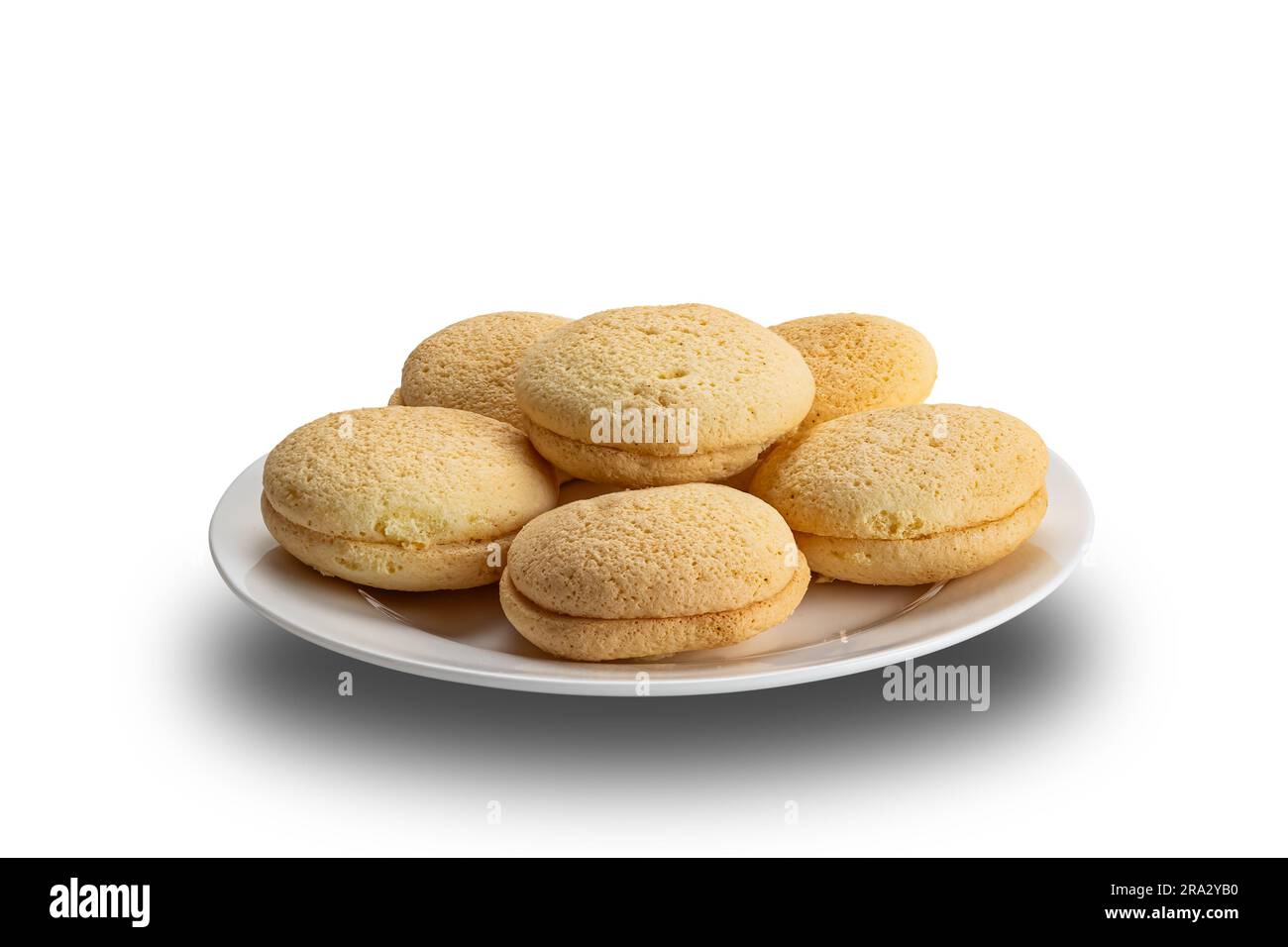 Pile of delicious homemade small round cake filled with pineapple jam ...