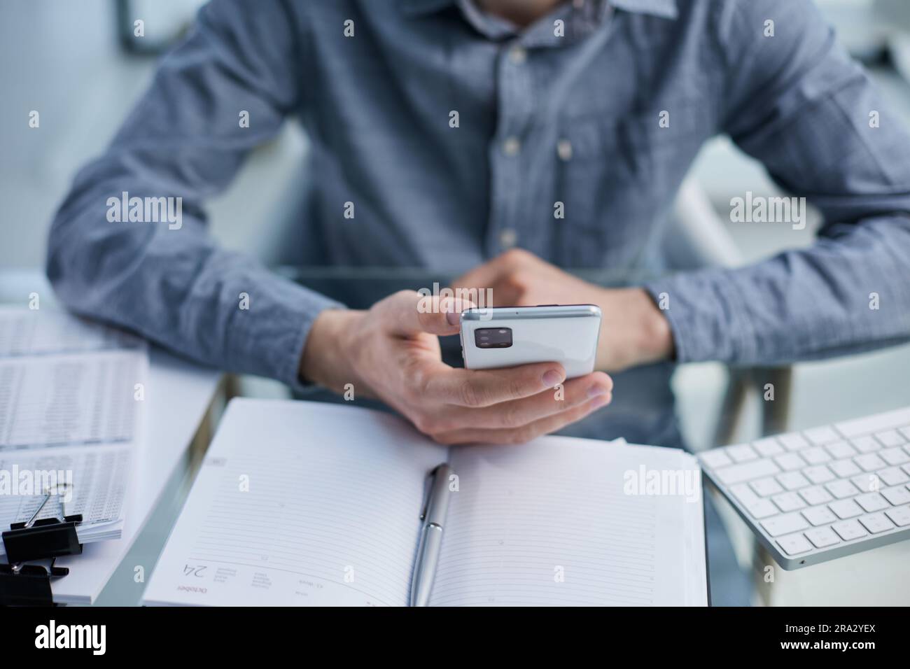 business man ceo wearing sitting in office using cell phone solutions ...
