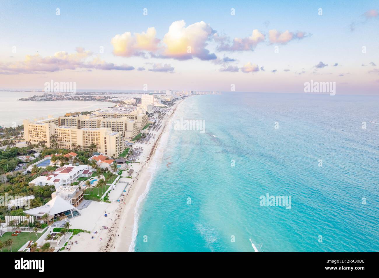 An aerial view of the sunny Cancun Resort in Mexico under a bright sky ...