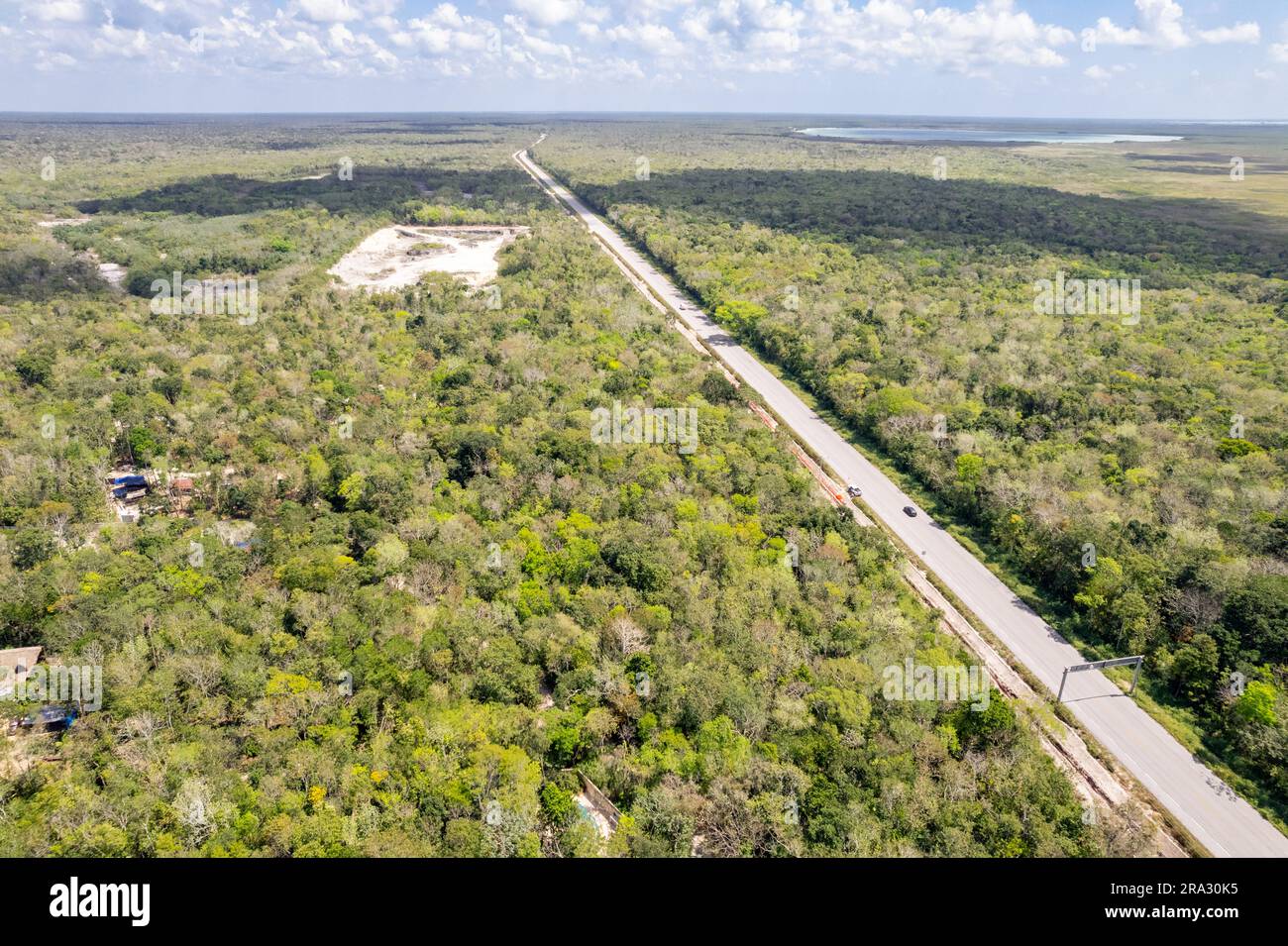 An aerial view of the lush Muyil Lagoon in the impressive Sian Ka'an ...