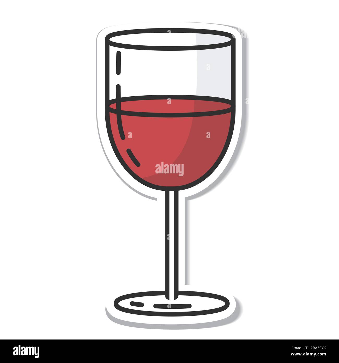 Sticker glass of red wine isolated vector illustration, minimal design ...