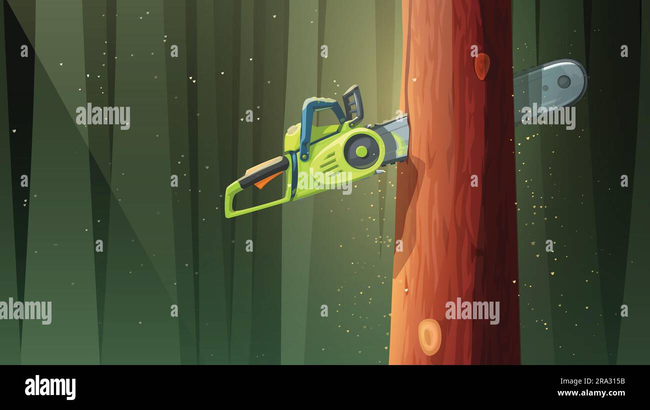Chain saw sawing Stock Vector Images - Alamy