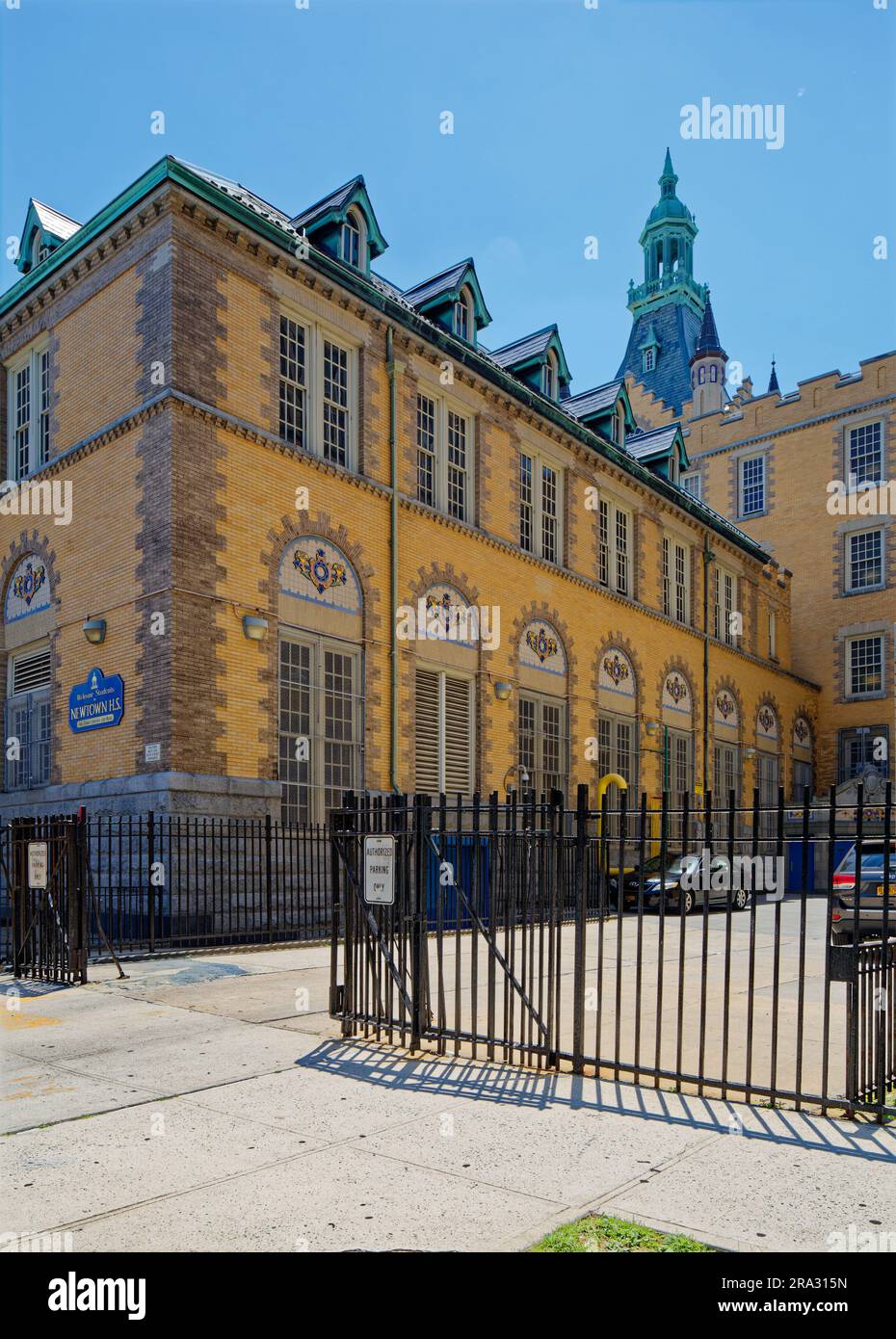 Newtown High School in Queens, NY, was built in stages: Flemish Revival ...