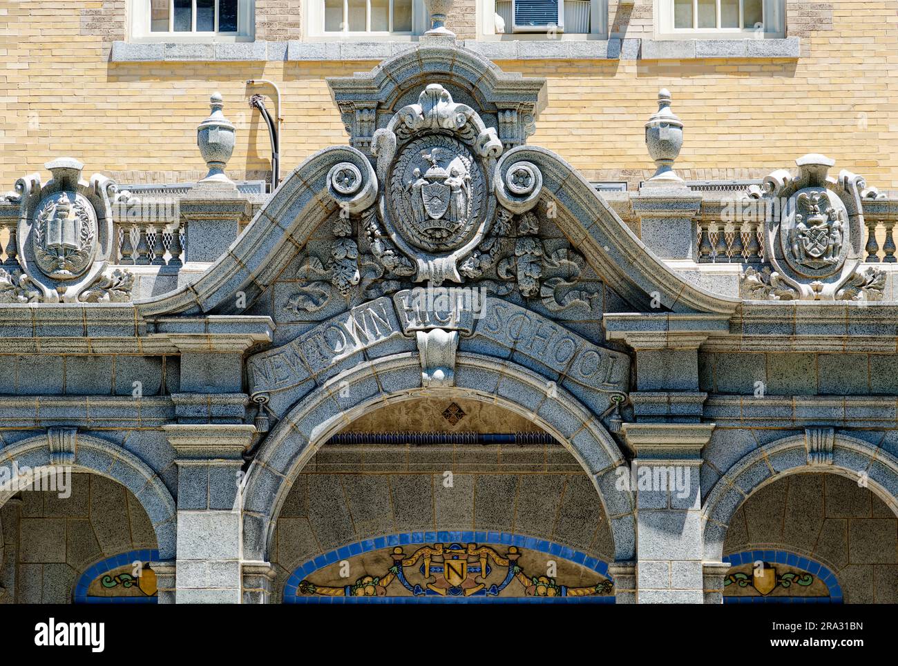 Newtown High School in Queens, NY, was built in stages: Flemish Revival ...
