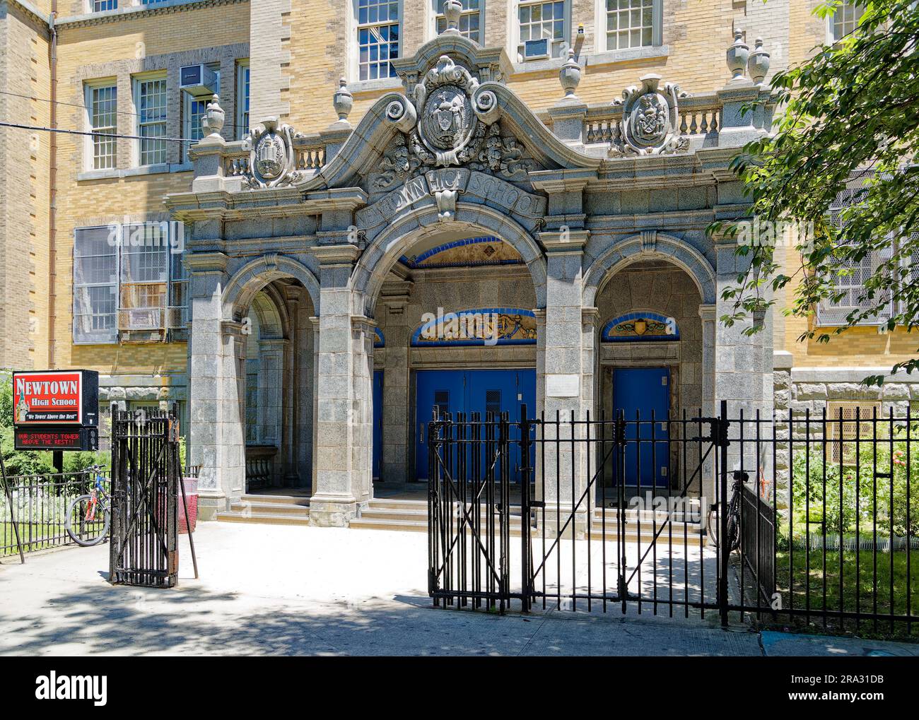 Newtown High School in Queens, NY, was built in stages: Flemish Revival ...