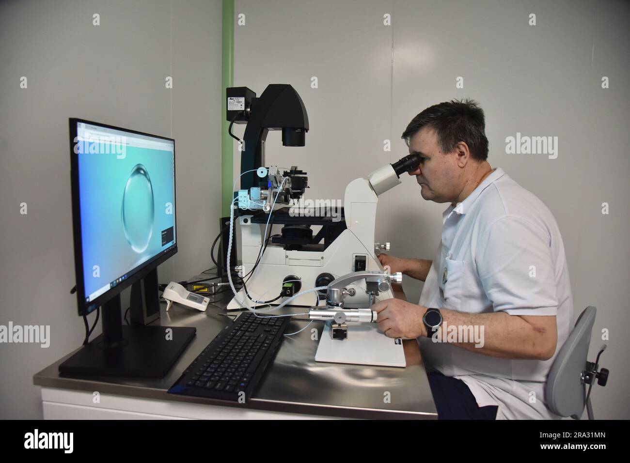 A doctor works in the Department of Assisted Reproductive Technologies ...