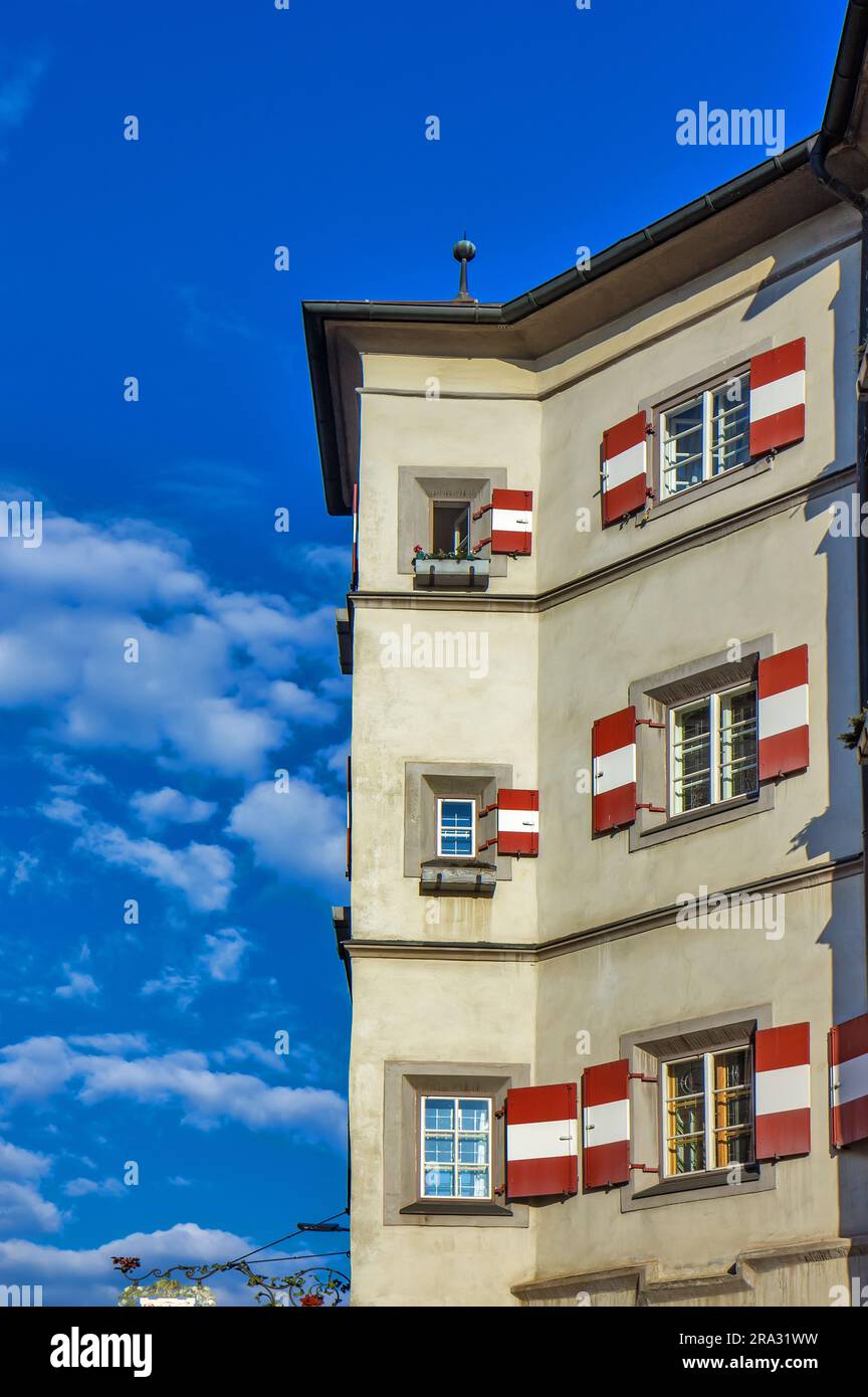 View of the colorful buildings in Innsbruck, Austria - Ottoburg Stock ...