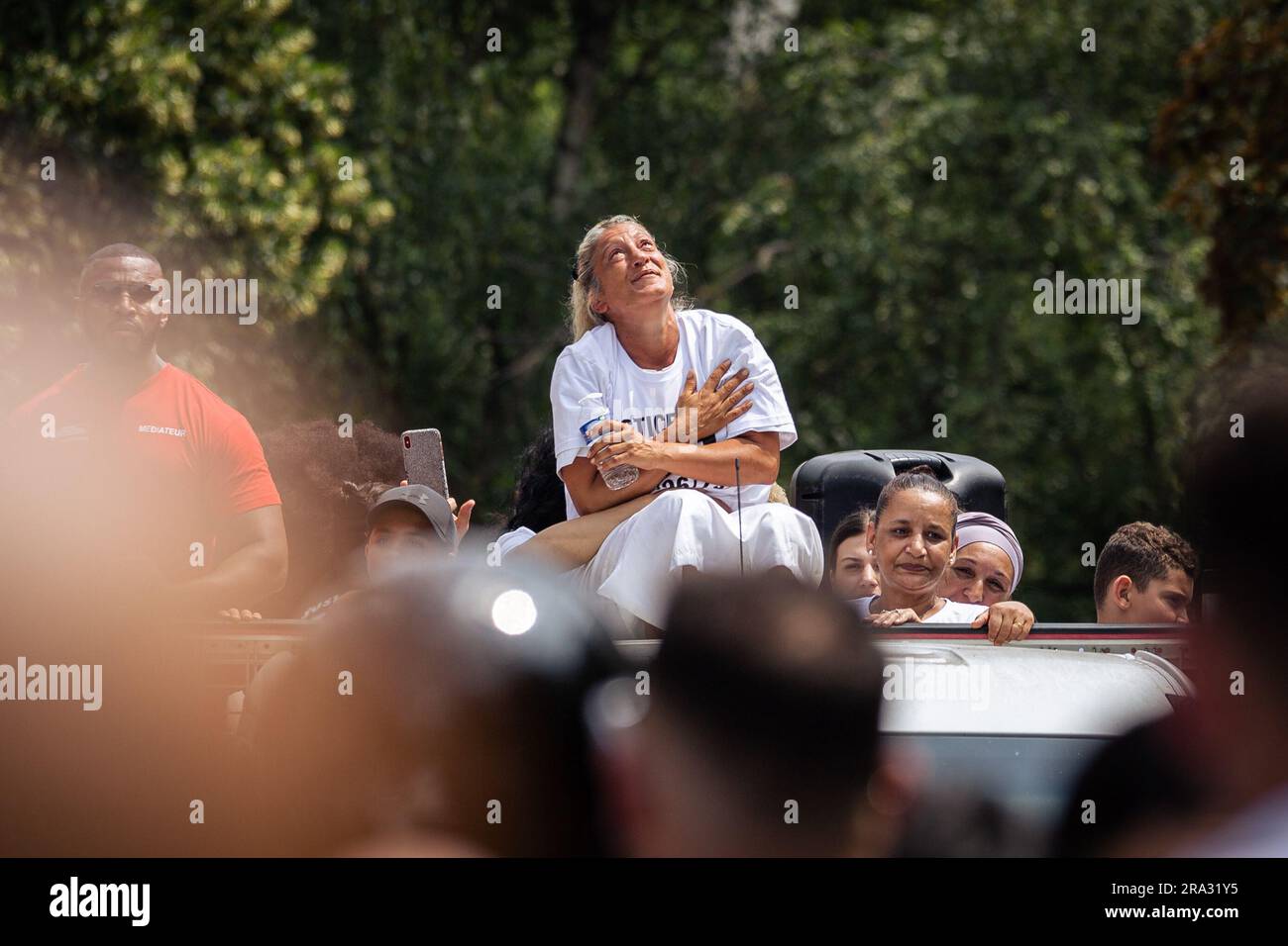 Nahel's mother takes part during the march. The death of 17-year-old ...