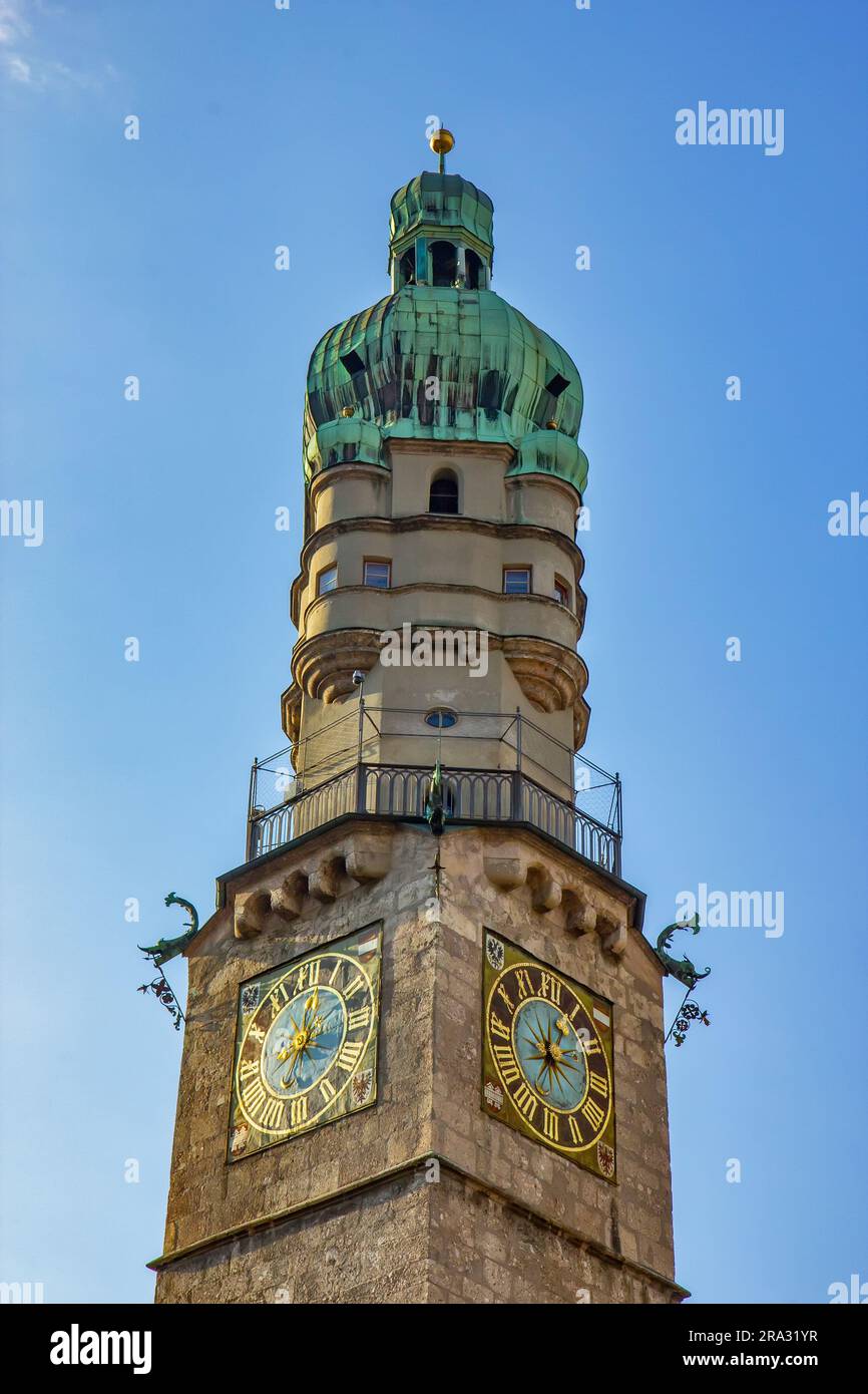 Famous clock tower in innsbruck, Austria - Uhrturm Stock Photo - Alamy