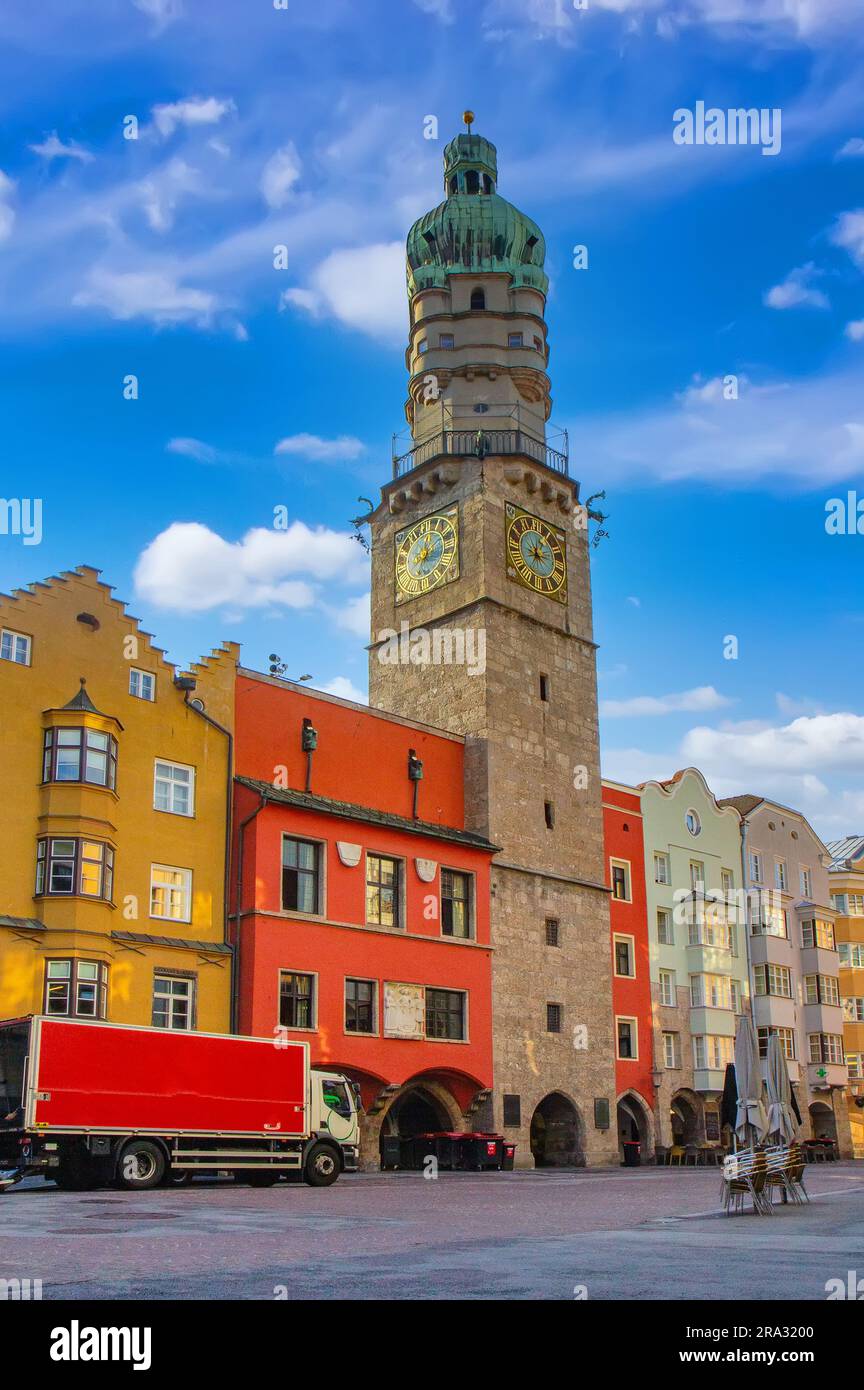 Famous clock tower in innsbruck, Austria - Uhrturm Stock Photo - Alamy