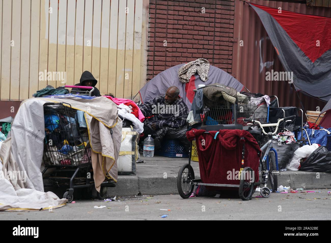 Scenes from Skid Row an area of Downtown Los Angeles which is one of ...