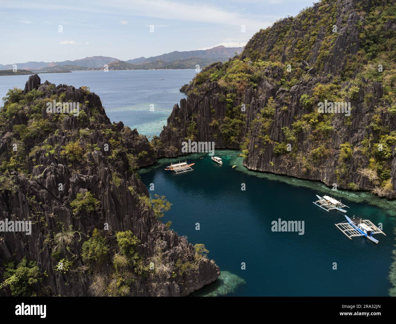 A scenic shot of the serene coastal landscape of Coron, Philippines ...