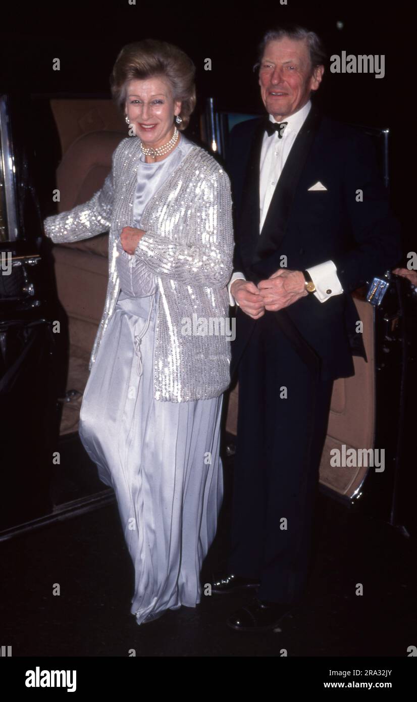 25 February 1996 Princess Alexandra and Angus Ogilvy at theYvonne Amand Theatre, Guildford ...