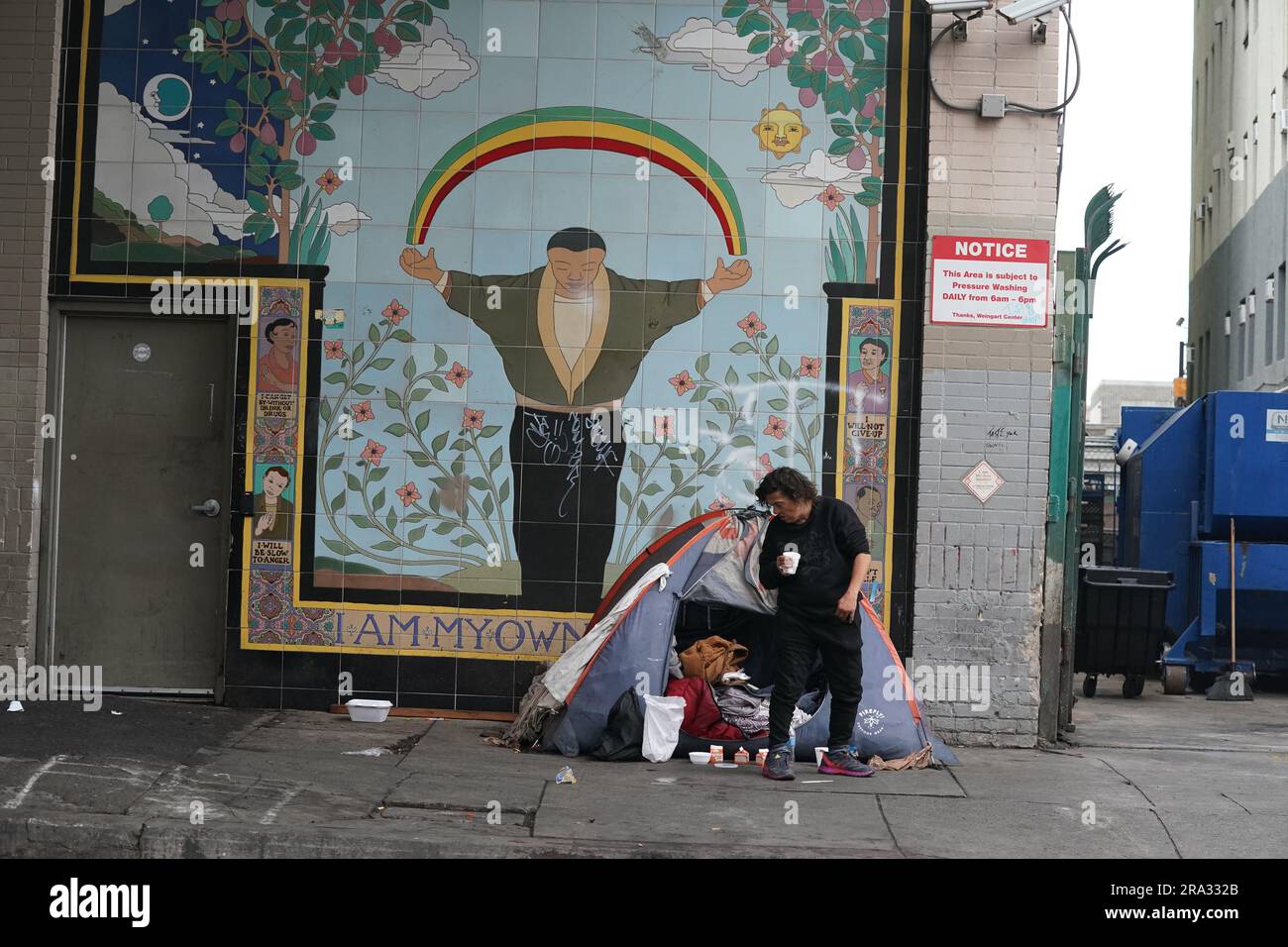 Scenes from Skid Row an area of Downtown Los Angeles which is one of ...