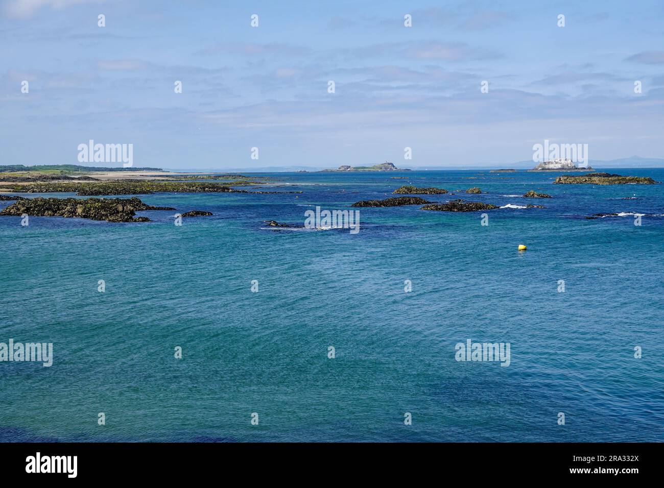 Landscape of West Bay water, rocks, and the Firth of Forth from North ...
