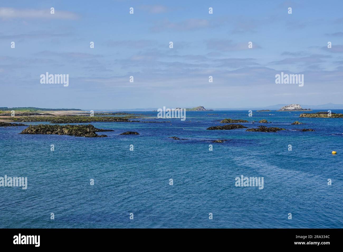 Landscape of West Bay water, rocks, and the Firth of Forth from North ...