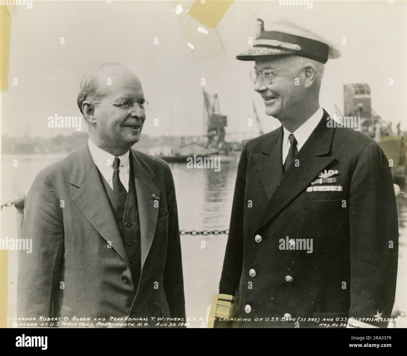 New Hampshire Governor Robert O. Blood and Rear Admiral Thomas Withers ...