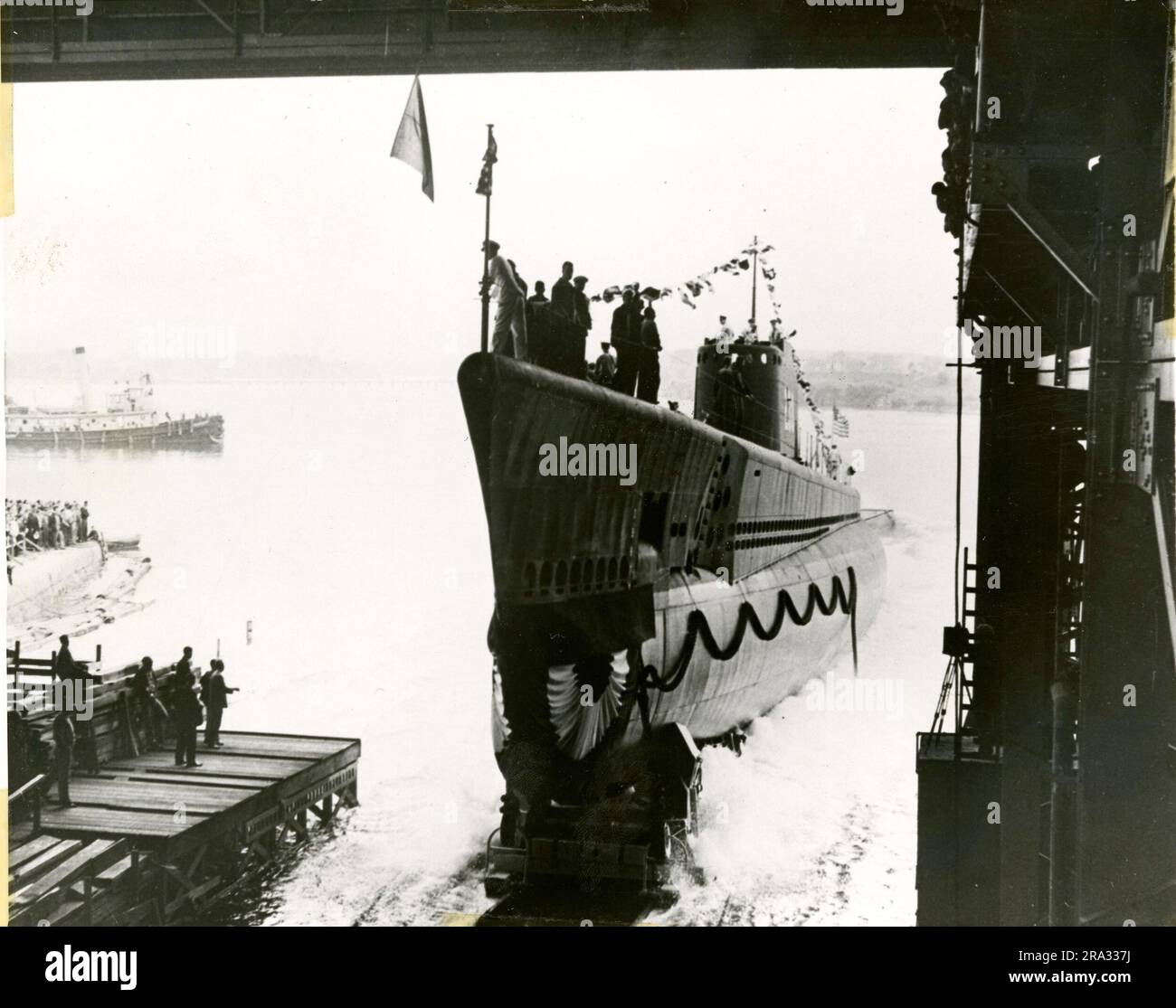 Launching of USS Finback. This photograph is of USS Finback leaving the ...