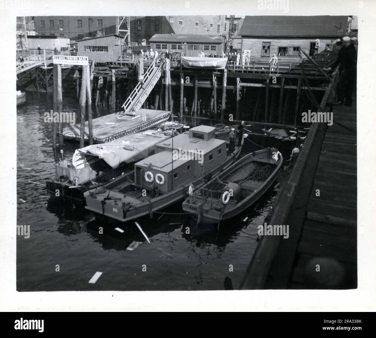 Naval Personnel Observing Wreckage of Picket Boat C-10142, U.S. Naval ...