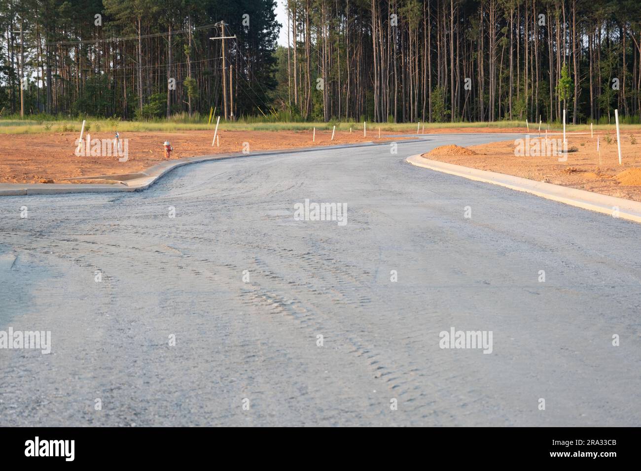 Flat road gravel subbase in new construction residential subdivision ...