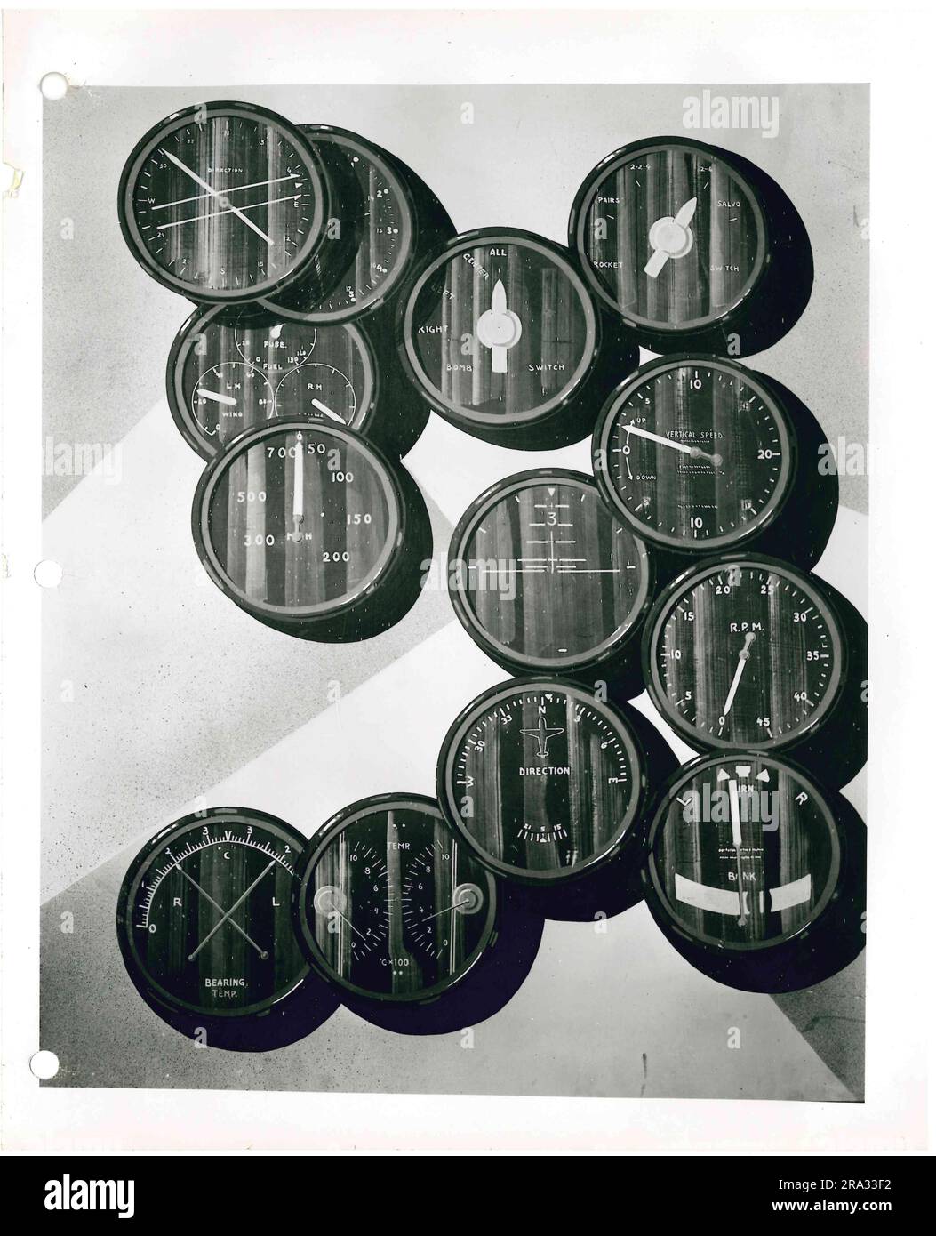 Photograph of Artist's Rendering of Airplane Instrumentation Dials ...