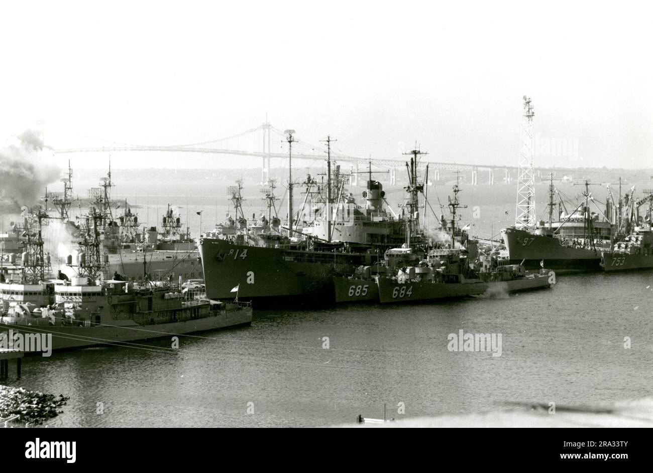 Ships Docked at the Naval Underwater Ordinance Station Piers at Newport ...