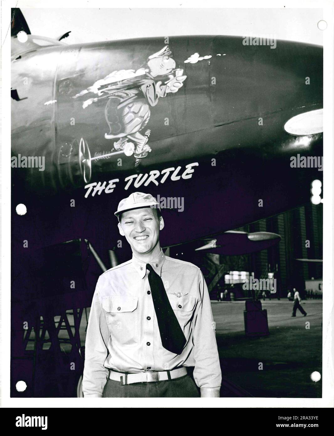 Photograph of Commander Walter S. Reid Standing at the Nose of The Truculent Turtle Stock Photo ...