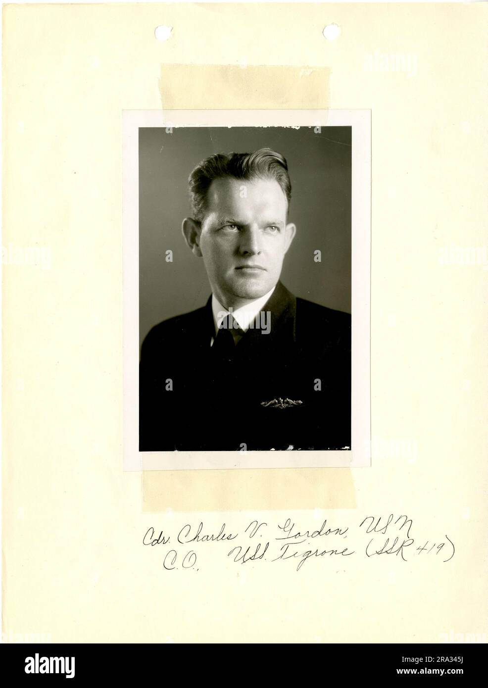 Commander Charles V. Gordon, Commanding Officer of the USS Tigrone (SSR ...