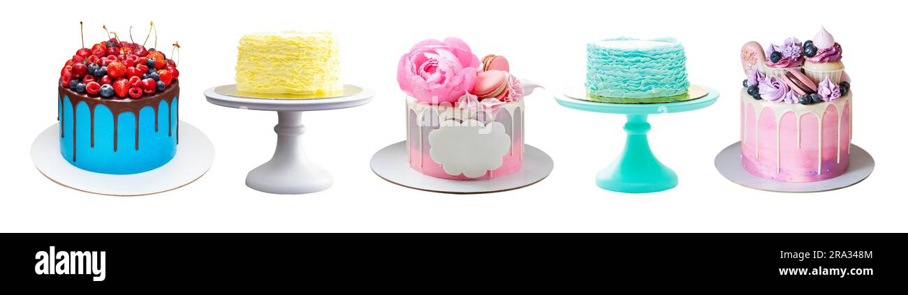 Set of bright colorful cakes isolated on white background, png. Cakes ...