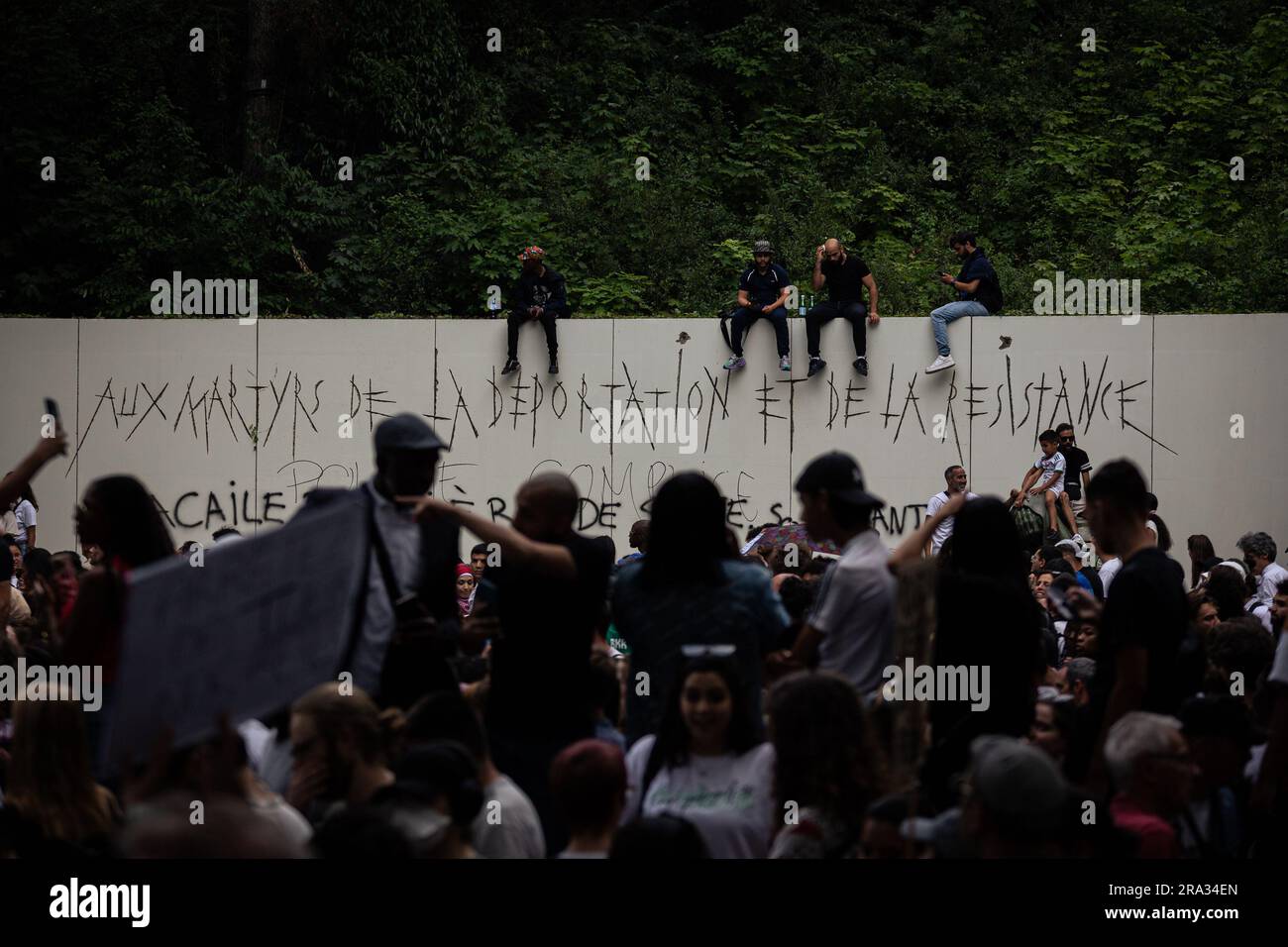 "To the martyrs of deportation and resistance" slogans seen written on ...