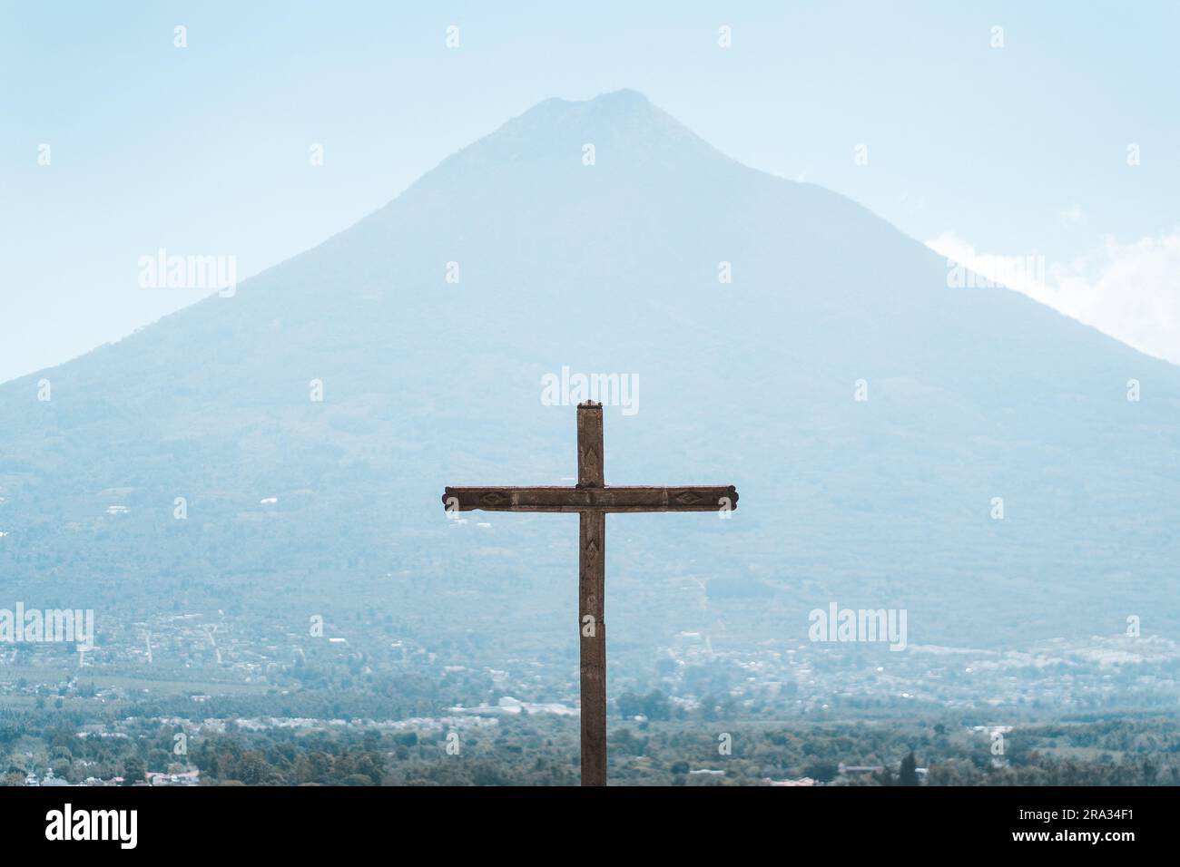 The Cerro de La Cruz cross near the mountain in Antigua, Guatemala ...