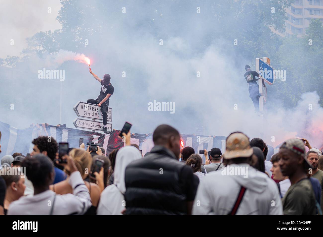 Protesters take part during the march for Nahel. The death of 17-year ...