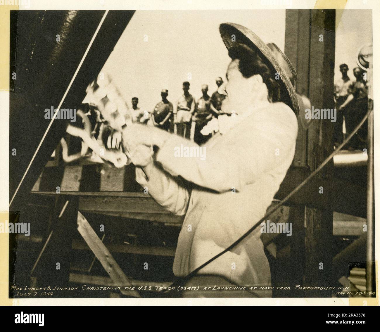 Mrs. Lyndon B. Johnson Christening the USS Tench (SS 417). Mrs. Lyndon ...