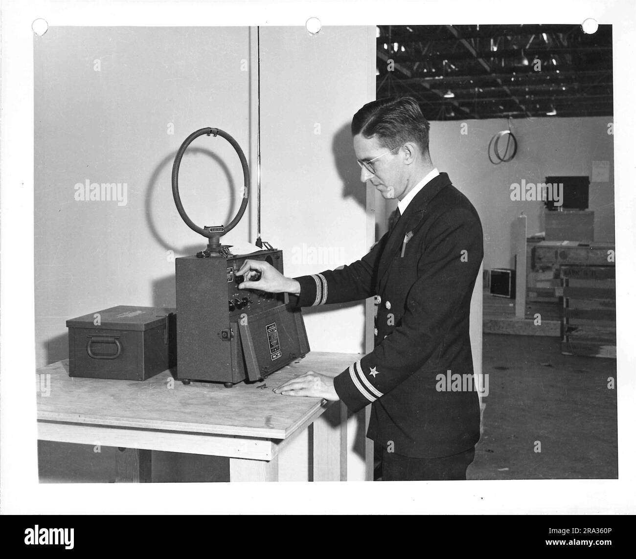 Photograph of Man in Military Uniform Using Radio Stock Photo - Alamy