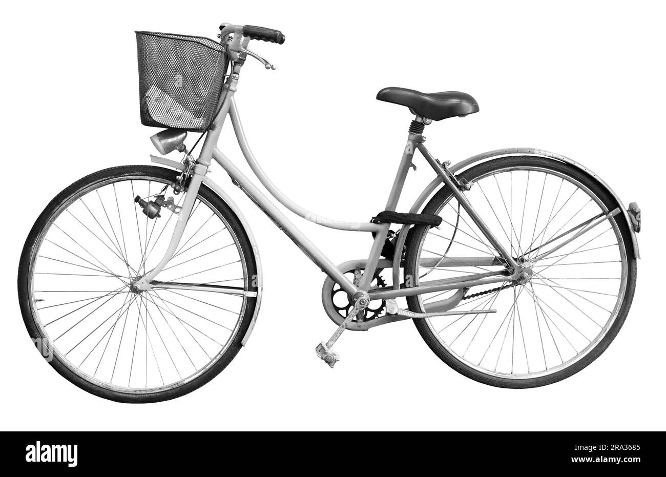 Old bicycle on white background for easy selection - Black and white ...