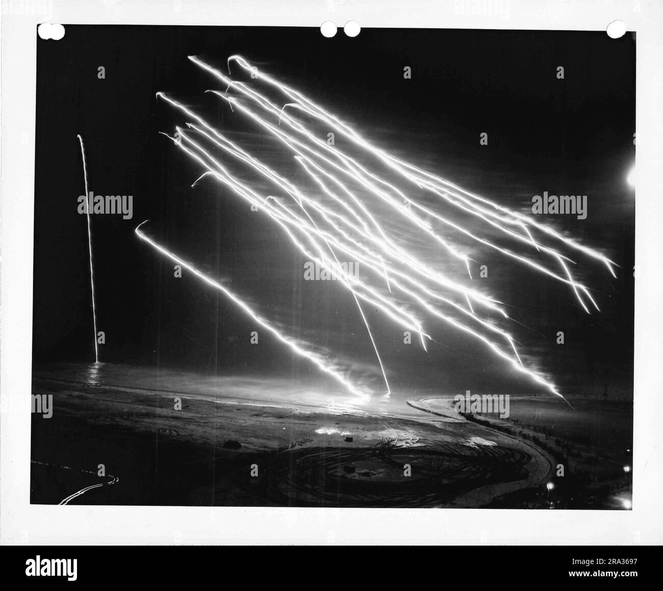 Flares at night Black and White Stock Photos & Images - Alamy