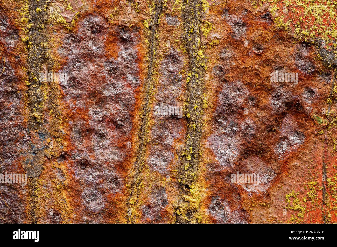 Rusty metal surface with old paint and moss Stock Photo - Alamy