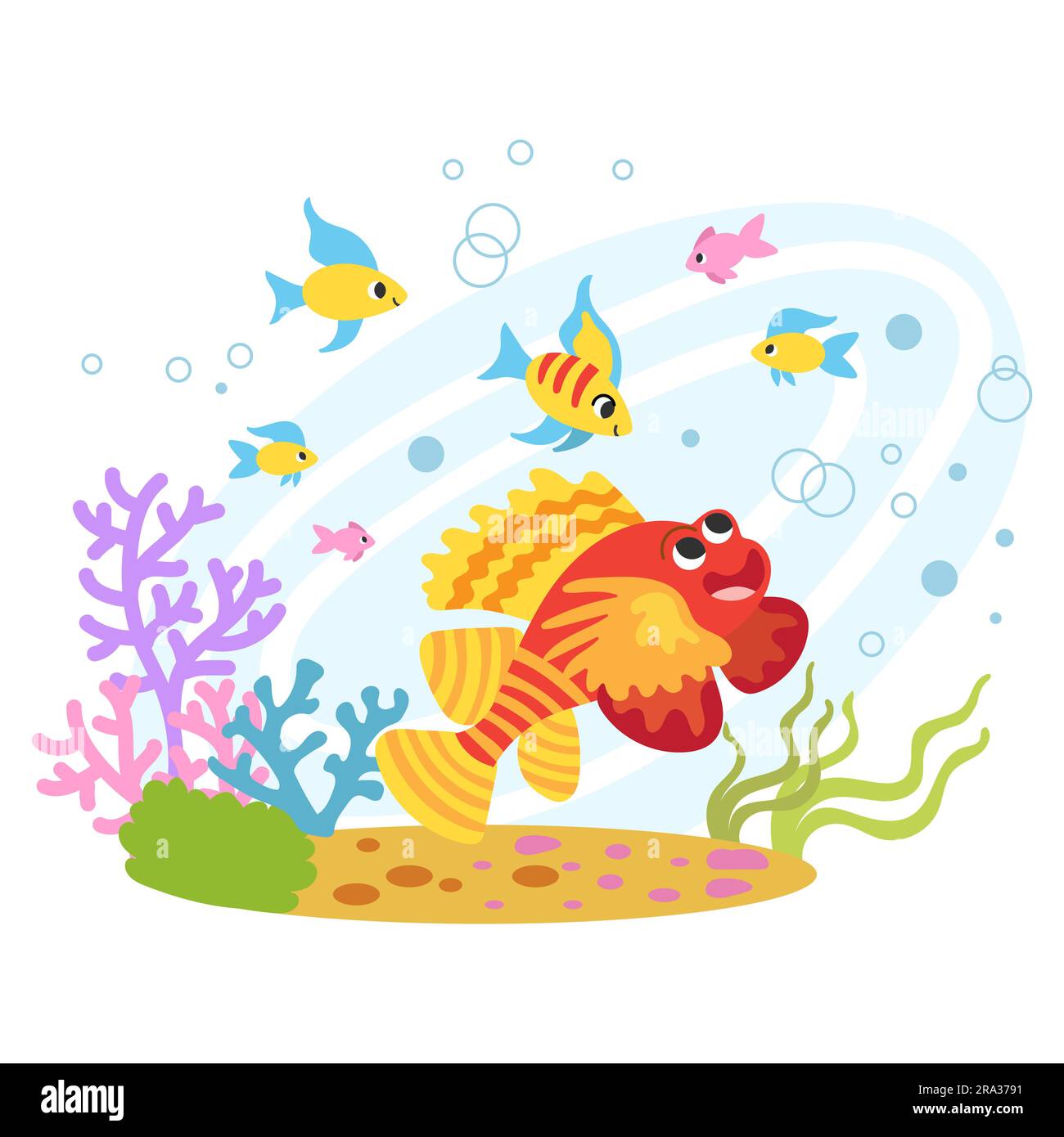 Cute cartoon tropical fantasy fishes. Vector cartoon isolated ...